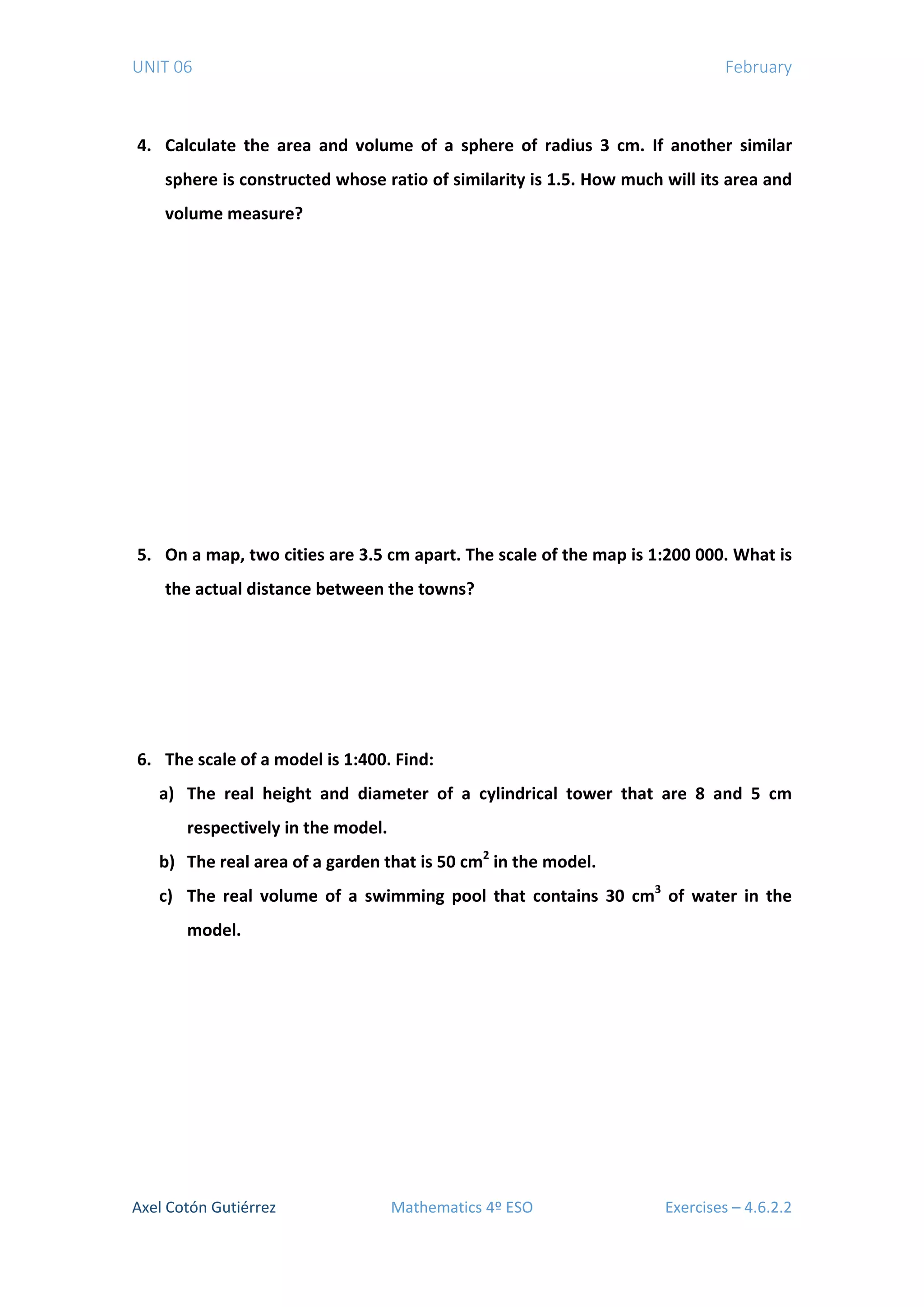 4 ESO Academics - Unit 06 - Exercises 4.6.2 - Similarity. | PDF | Physics | Science