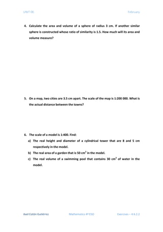 4 ESO Academics - Unit 06 - Exercises 4.6.2 - Similarity. | PDF | Physics | Science