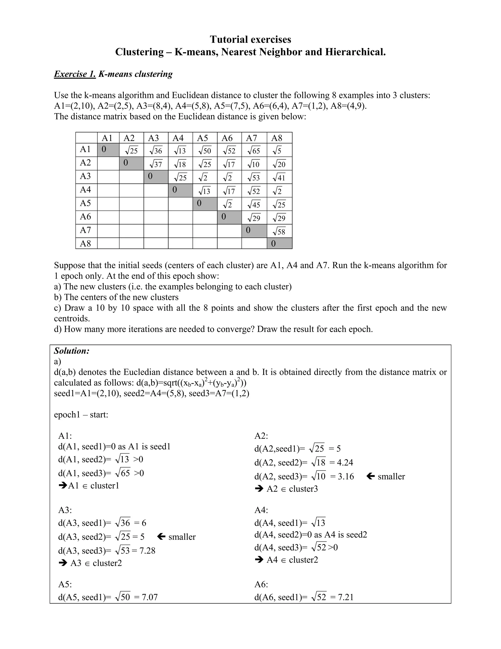 K-means clustering exercise based on eucalidean distance | PDF | Databases | Computer Software ...