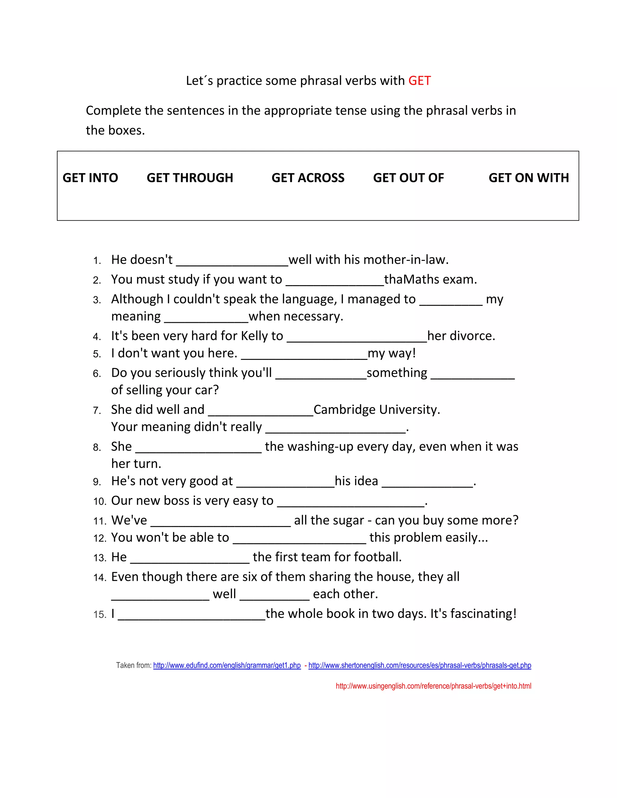 Exercises about phrasal verbs | DOCX