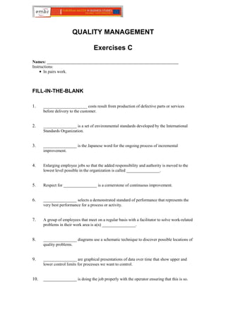Exercises C Fill In The Blank (In Pairs) | PDF