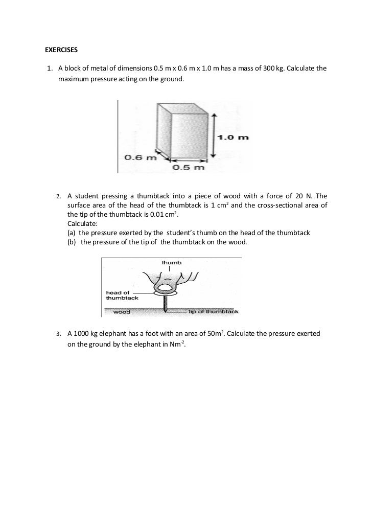 Exercises Chapter 3: Force&Pressure Exercises Chapter 3: Force&Pressure