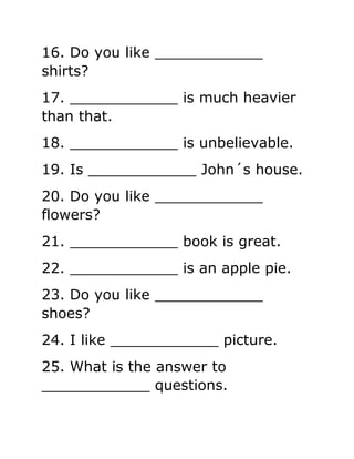 Exercises demonstrative pronouns | DOCX