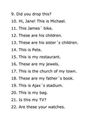 Exercises demonstrative pronouns | DOCX