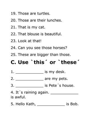 Exercises demonstrative pronouns | DOCX