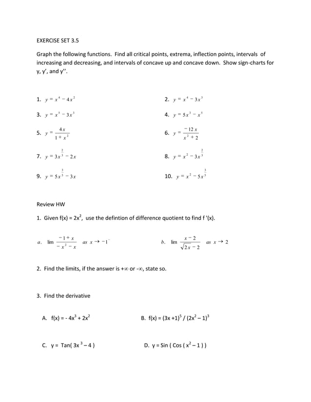 Exercise set 3.5 | DOCX