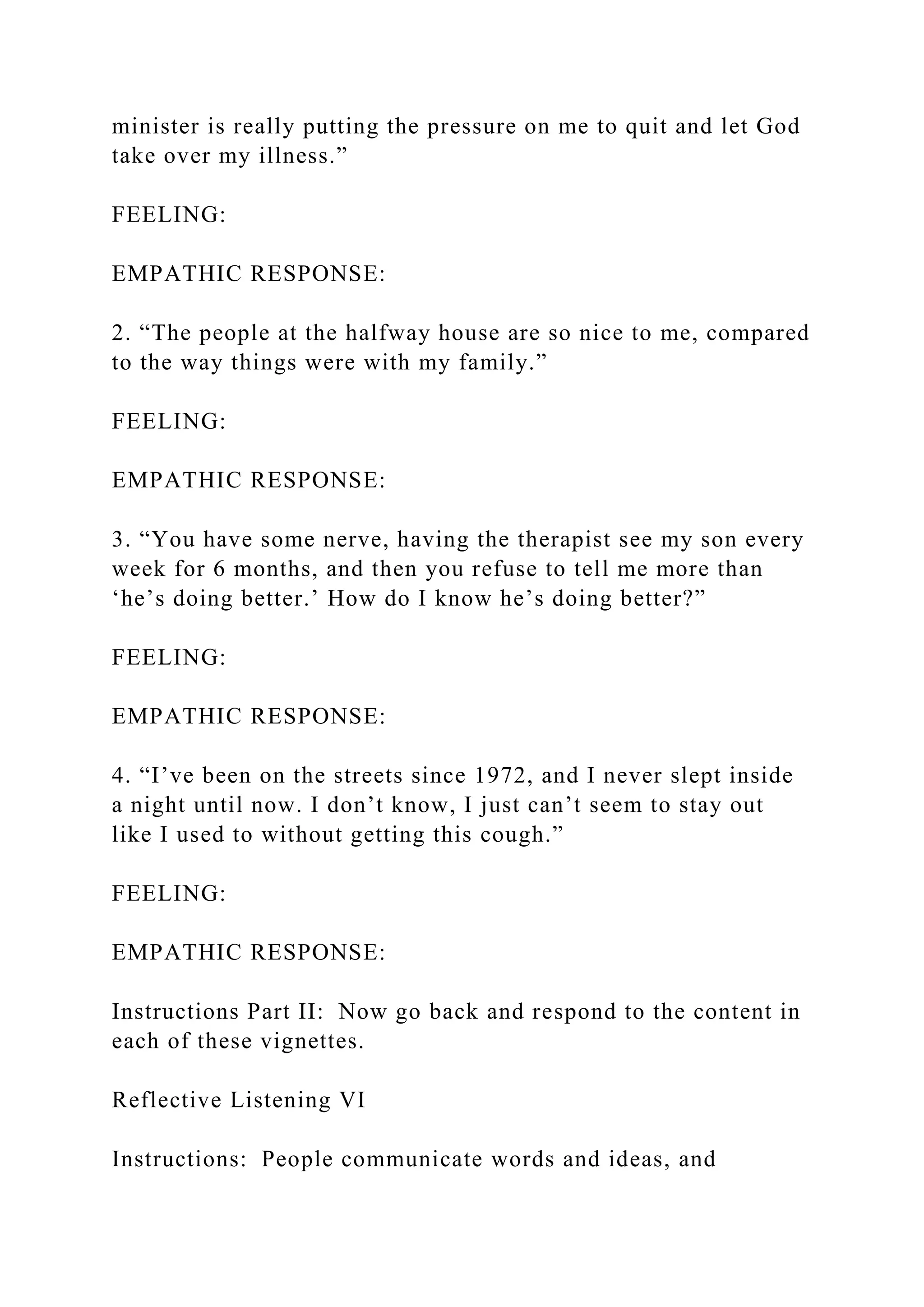Exercises for Chapter 8 Exercises III Reflective ListeningRef.docx ...