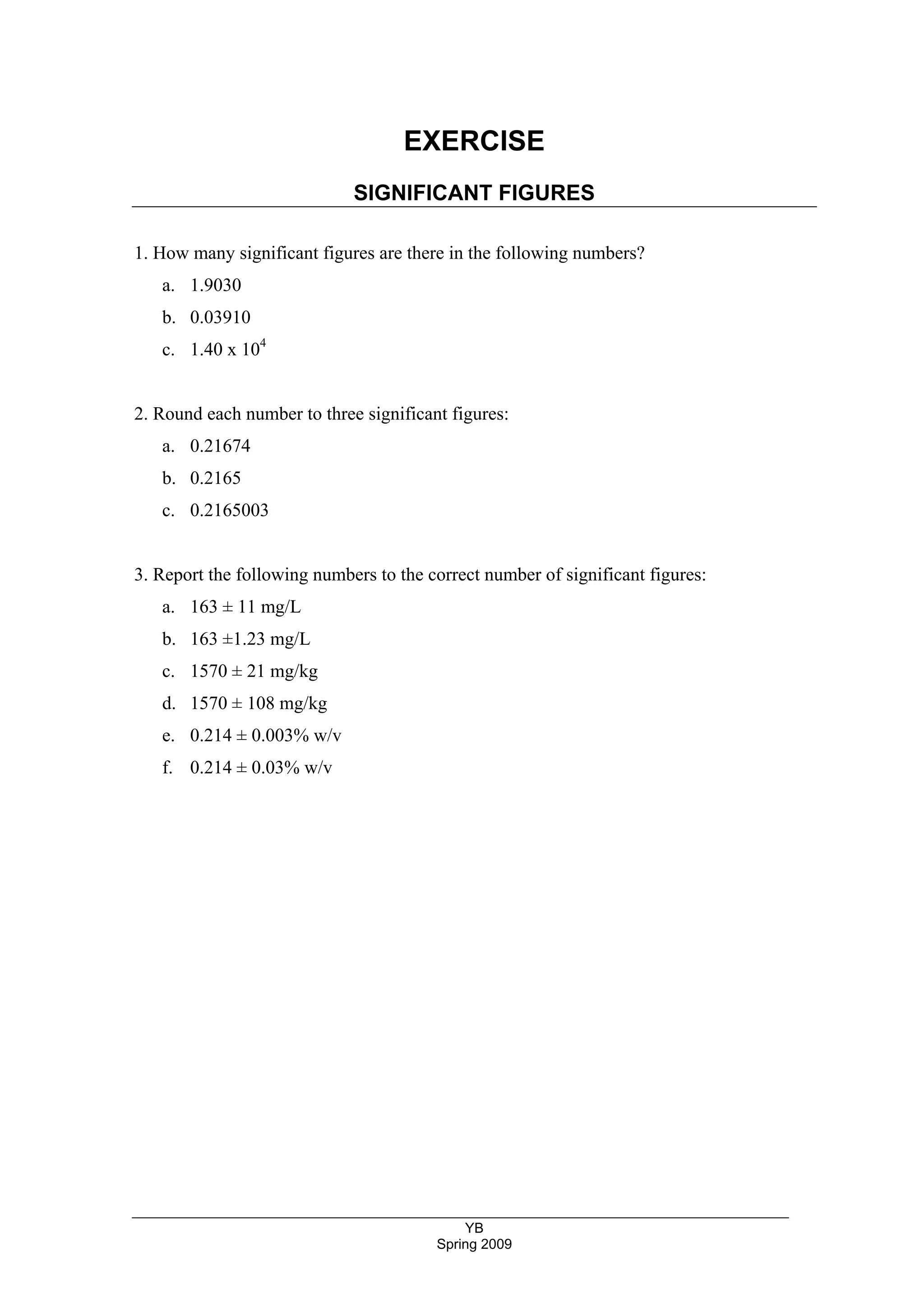Exercise significant figures1 | PDF