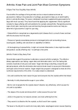 Arthritis: Knee Pain and Joint Pain Most Common Symptoms