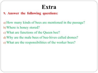 Exercises in Reading Comprehension by E L Tibbitts| (Bees ) | PPT
