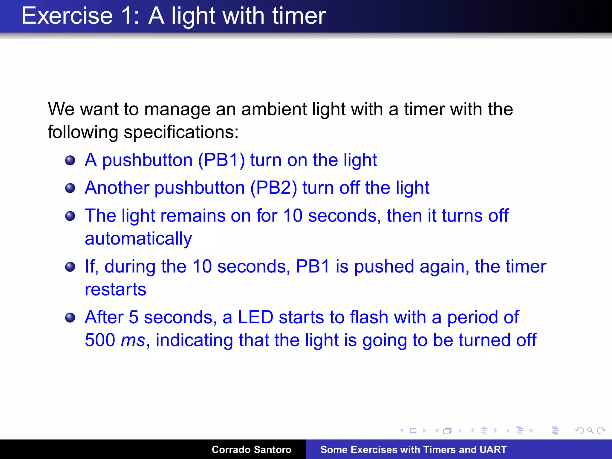 Exercises with timers and UART | PPT