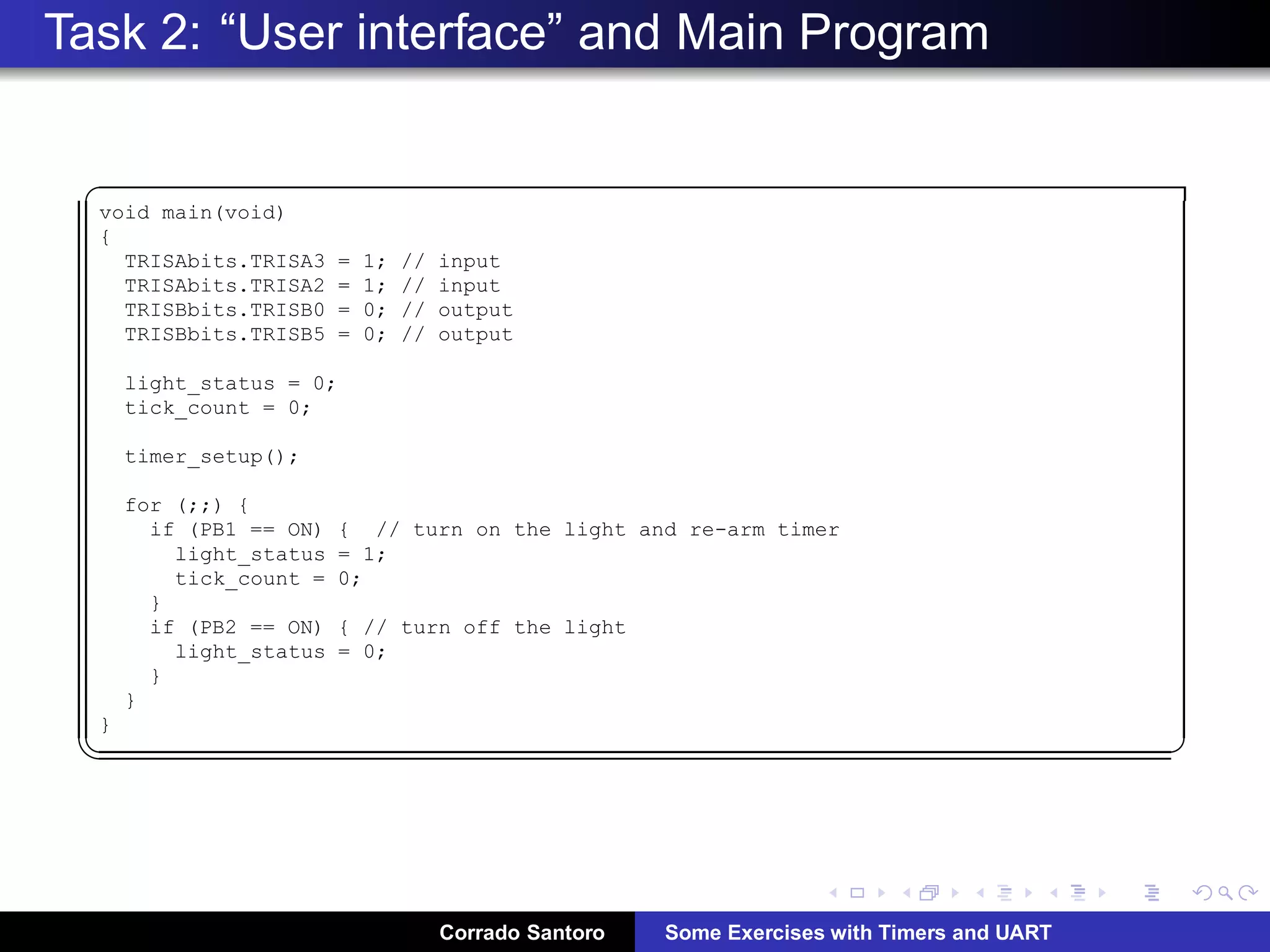 Exercises with timers and UART | PPT