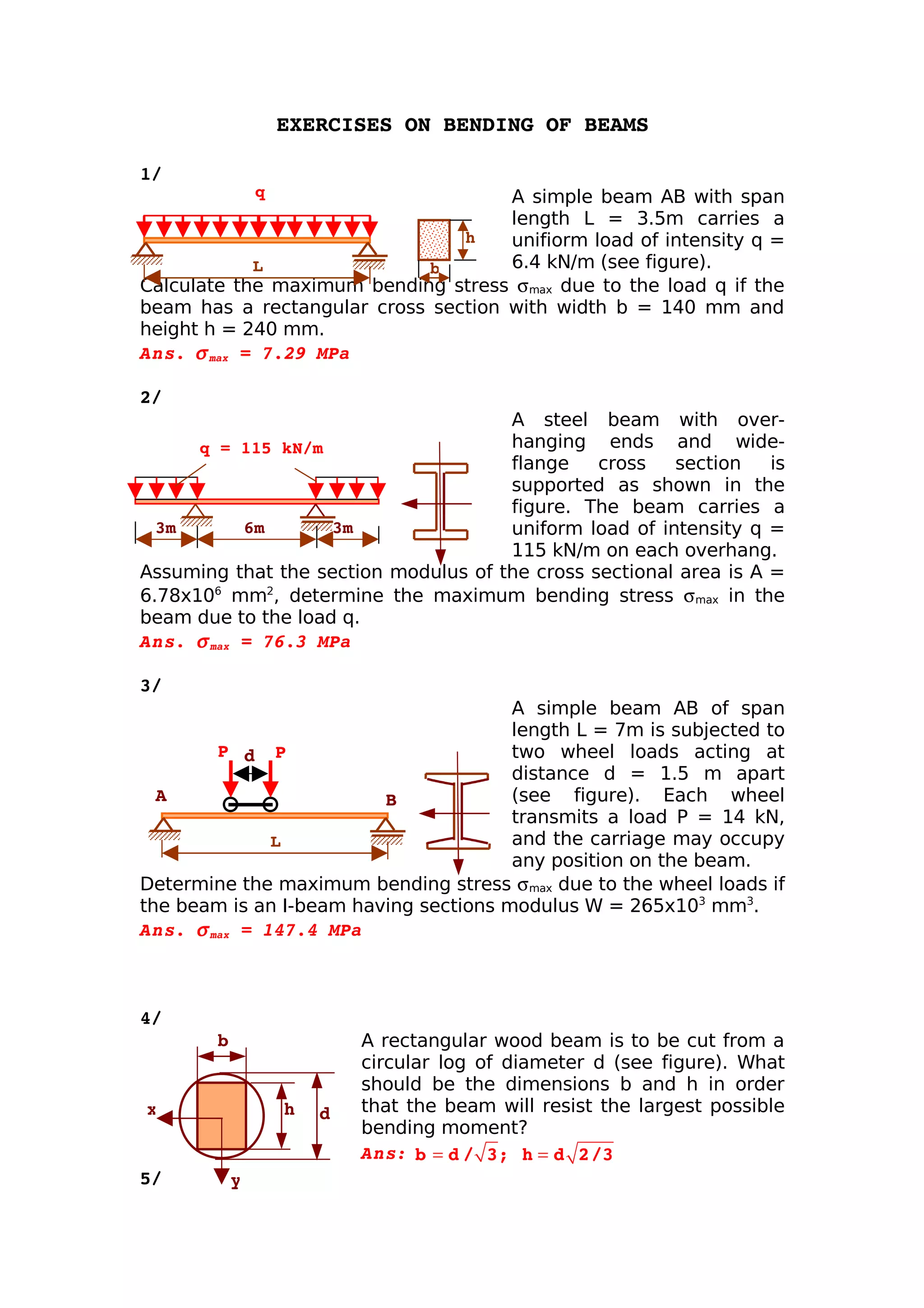 Exercises of bending_518 | PDF