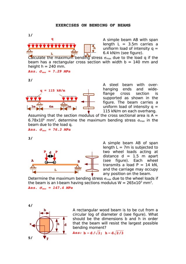 Exercises of bending_518 | PDF