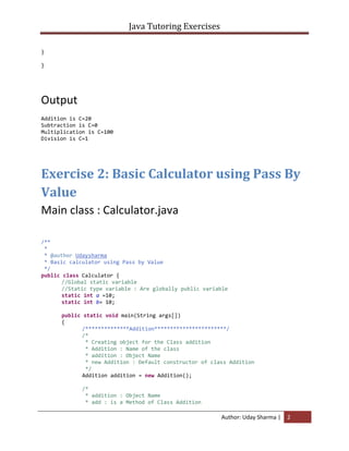 Exercises of java tutoring -version1 | PDF