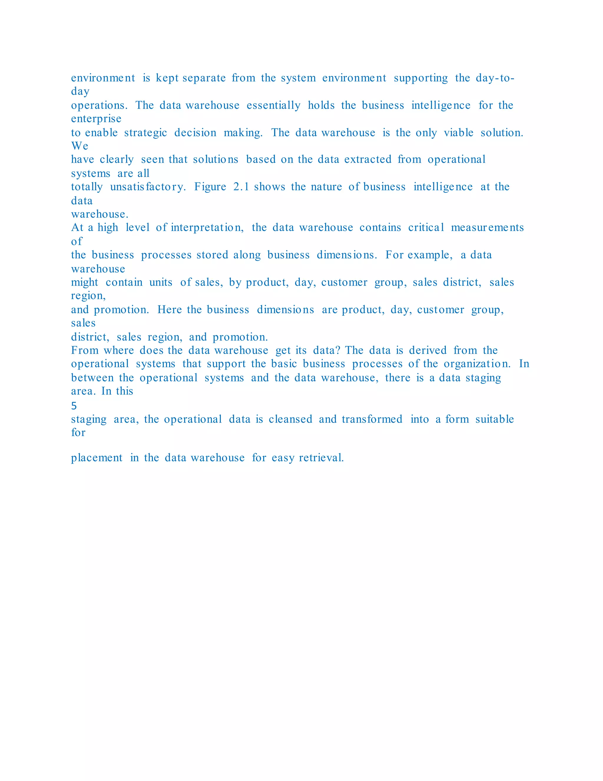 Exercise solution of chapter1 of datawarehouse cs614(solution of exercise) | DOCX