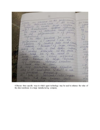 Exercise solution of chapter3 of datawarehouse cs614(solution of exercise) | PDF