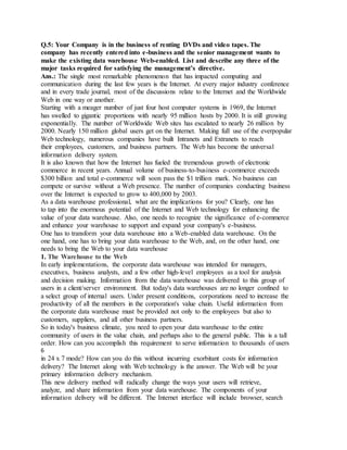 Exercise solution of chapter3 of datawarehouse cs614(solution of exercise) | PDF