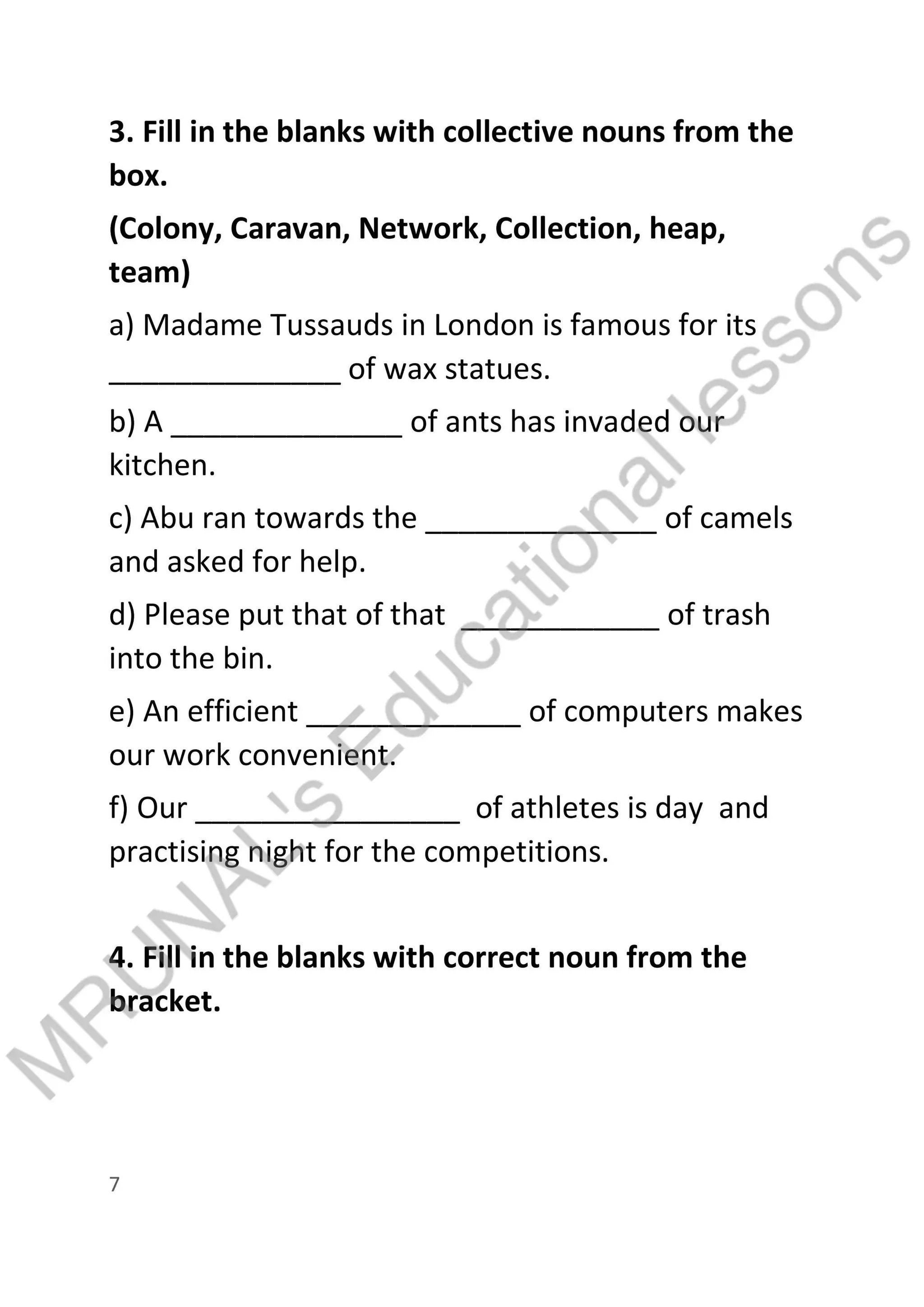 Exercises on nouns | PDF