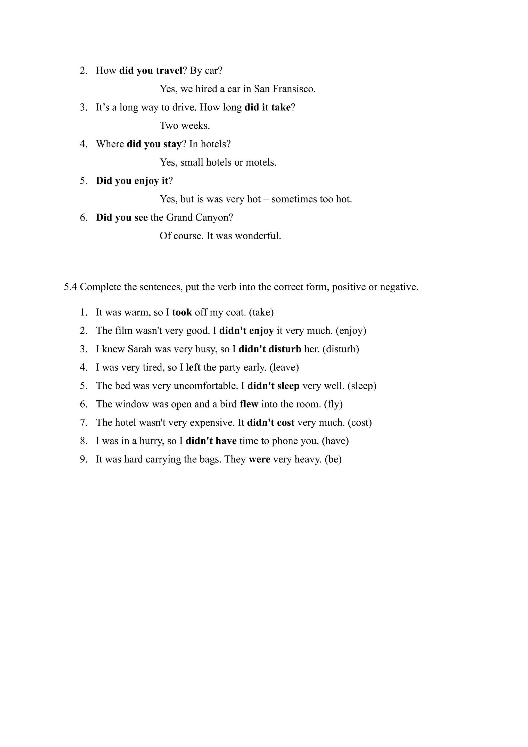 Exercises past simple (I did) | PDF