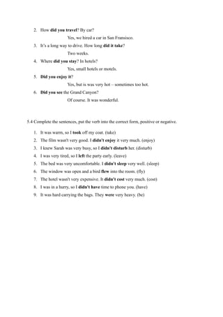 Exercises past simple (I did) | PDF