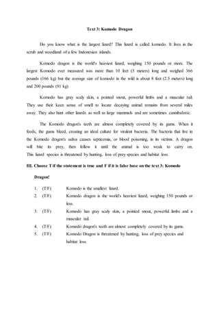 Exercises reading: Report Text | DOCX