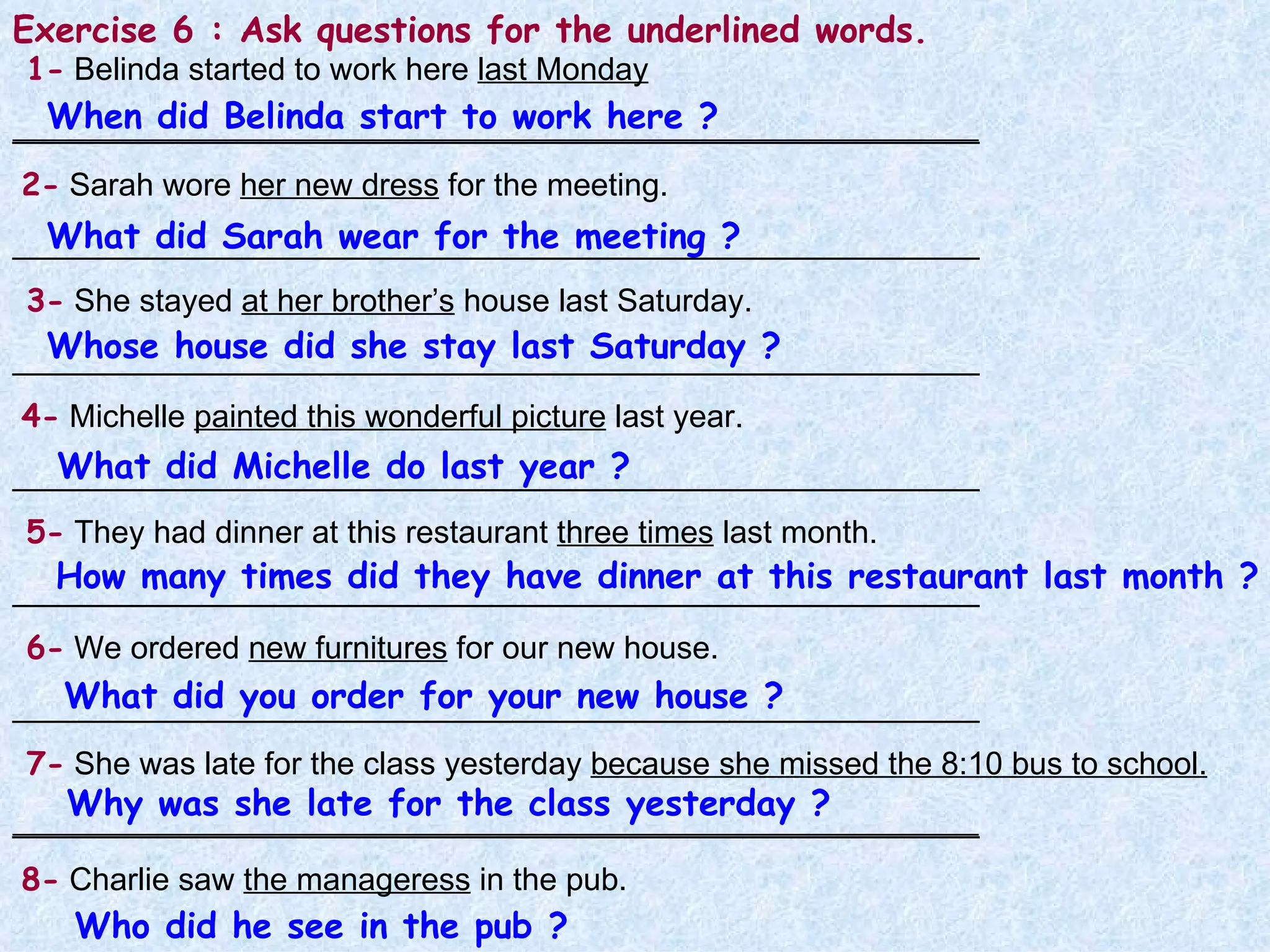 Exercises with simple past | PPT