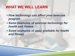 Exercise technology | PPT