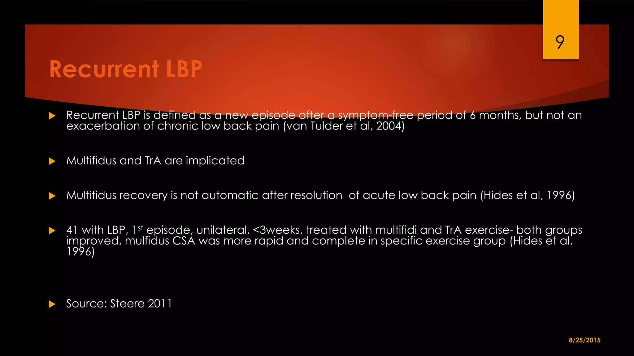 Exercise Therapy in the Management of Low Back Pain | PPTX