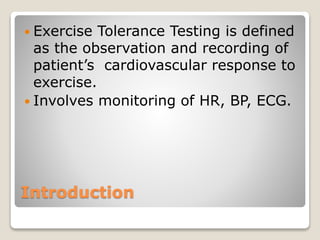 Exercise tolerance testing | PPTX