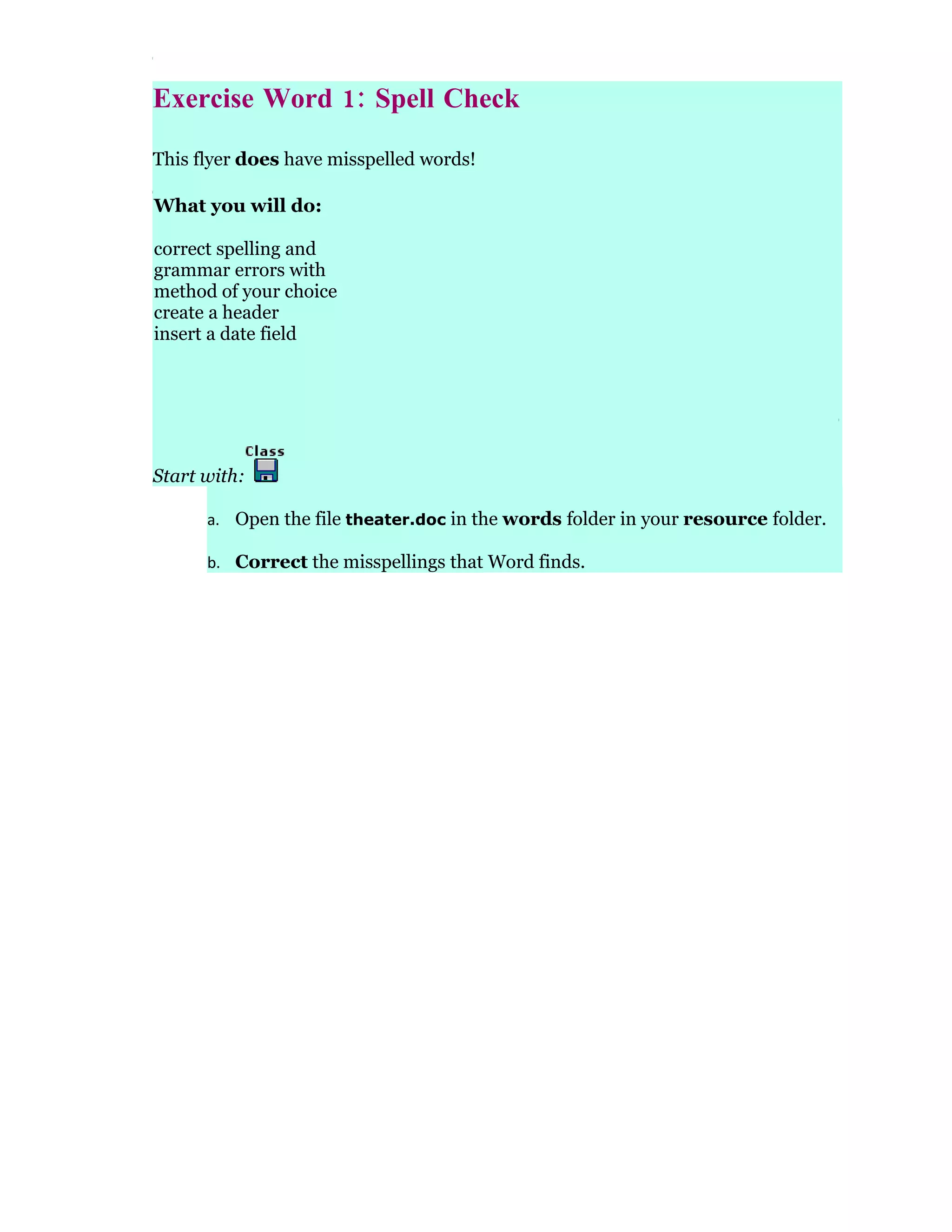 Exercise Word 1 | DOC