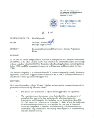 Exercising prosecutorial discretion to dismiss adjustment cases in ...