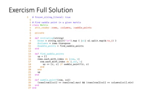 Exercism Challenge - Saddle Point | PPT