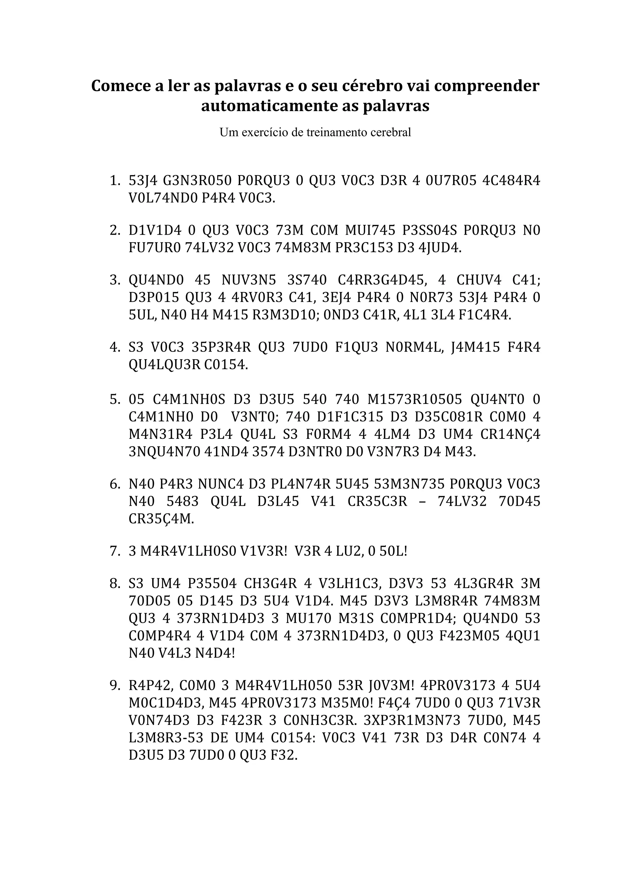 Exercite Seu Cérebro Na Palavra De Deus Docx