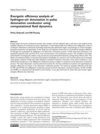 Exergetic efficiency analysis of hydrogen–air detonation in pulse detonation combustor using ...