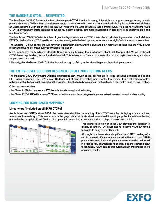 EXFO MaxTester 730C Testing OTDR- SPI Engineers | PDF