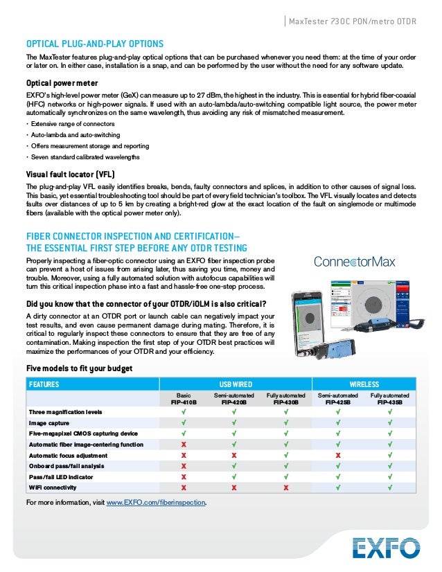 EXFO MaxTester 730C Testing OTDR- SPI Engineers | PDF