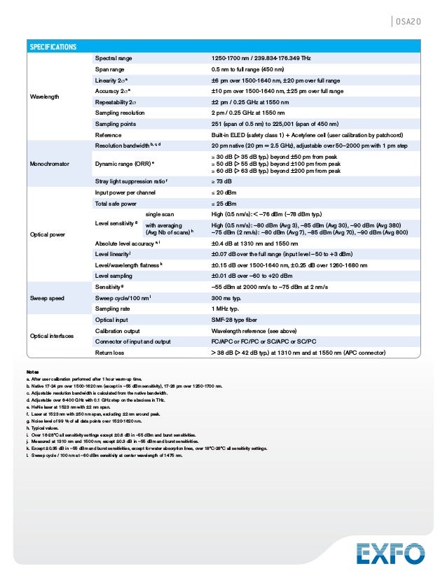 EXFO OSA20 (Optical Spectrum Analyzer) | PDF