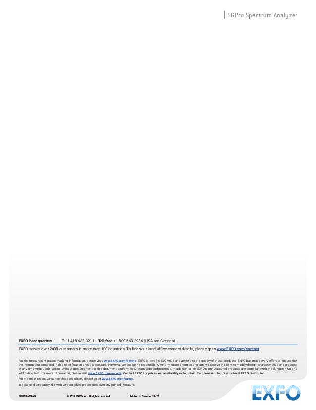 EXFO 5G Pro Spectrum Analyzer | PDF