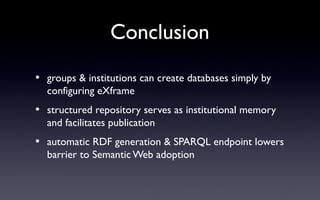 eXframe: A Semantic Web Platform for Genomic Experiments | PPT