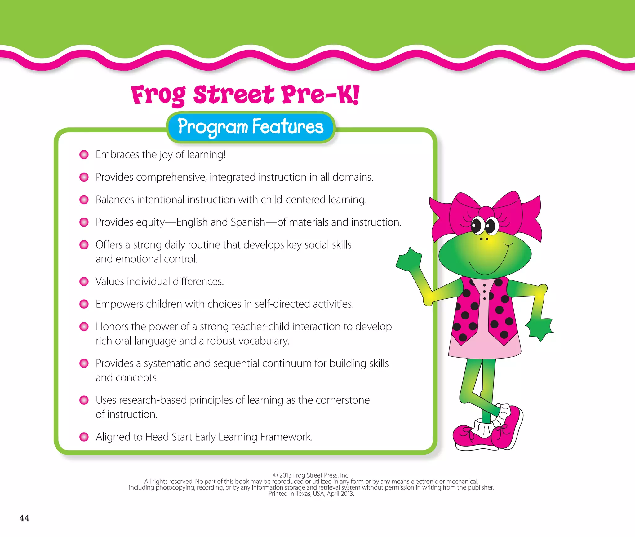 Frog Street Pre-K Curriculum Tour Guide | PDF