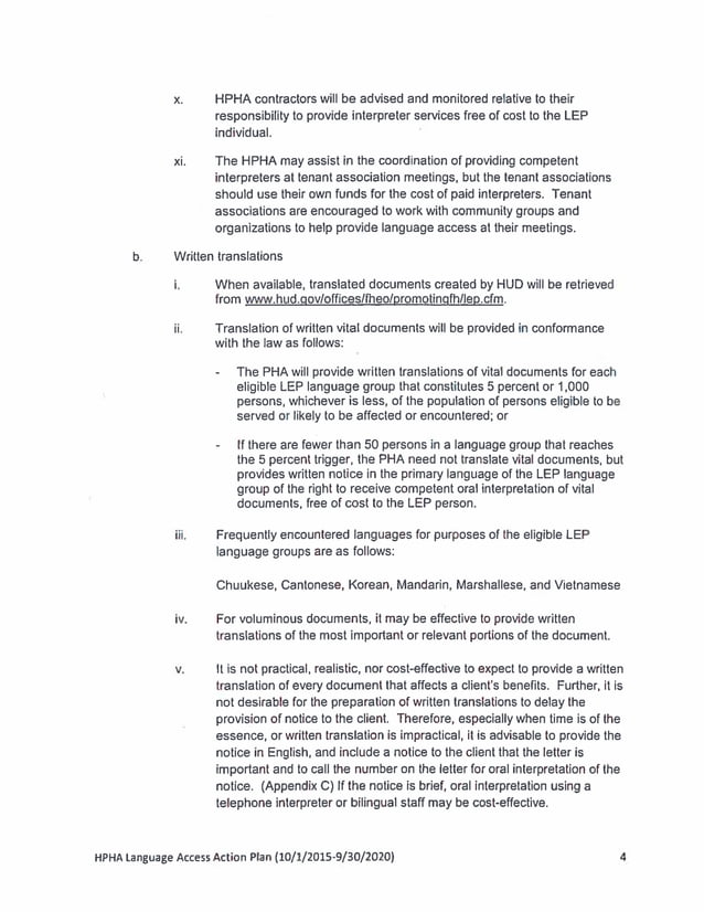 Hawaii Public Housing Authority Language Access Plan | PDF