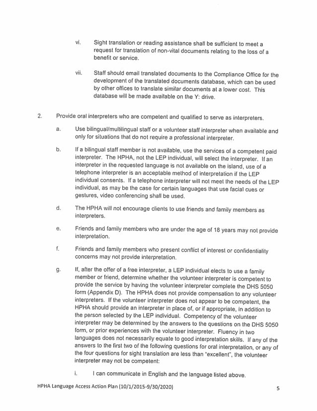 Hawaii Public Housing Authority Language Access Plan | PDF