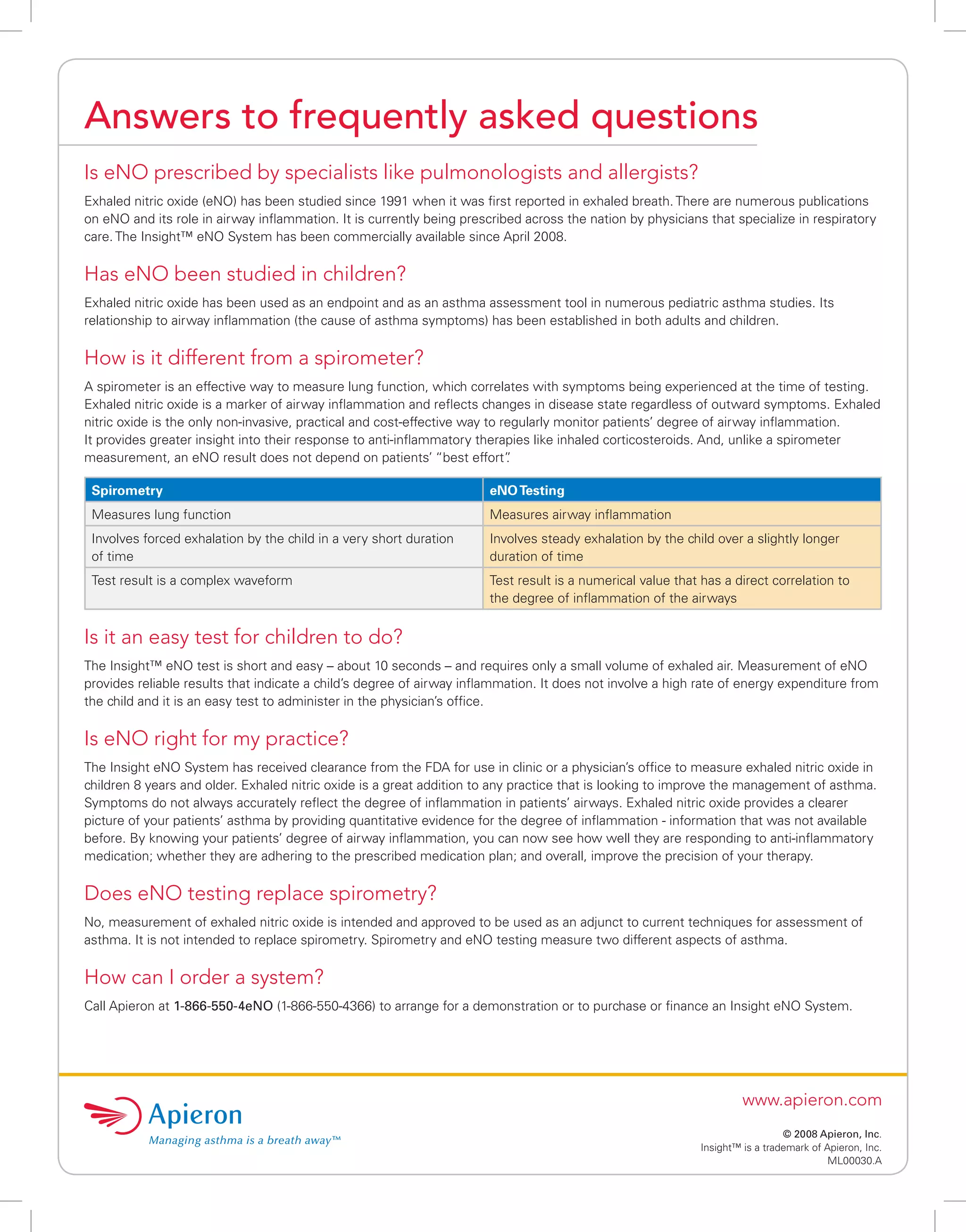 Asthma and Exhaled Nitric Oxide (eNO) - A Simple, New Breath Test to ...
