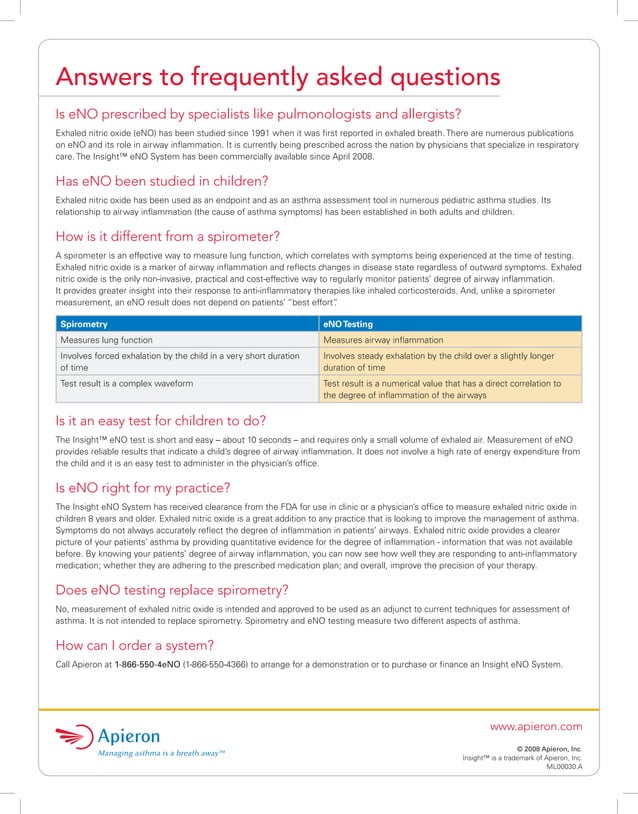 Asthma and Exhaled Nitric Oxide (eNO) - A Simple, New Breath Test to ...
