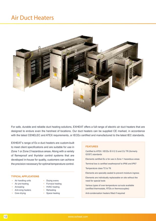 EXHEAT - Hazardous Area Process Heaters (Zone 1 & Zone 2) - Brochure | PDF