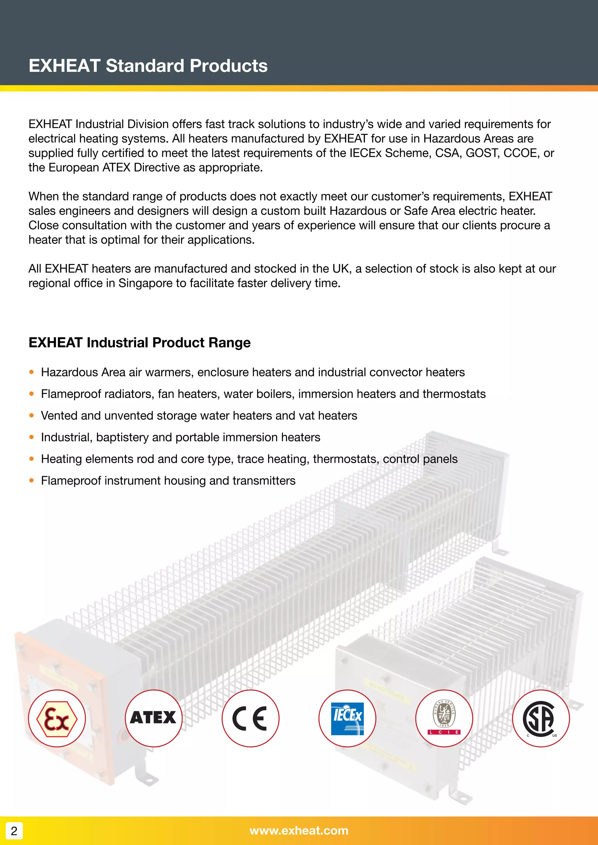 Exheat Hazardous Area Flameproof Line Heaters Zone 1 & Zone 2 ...