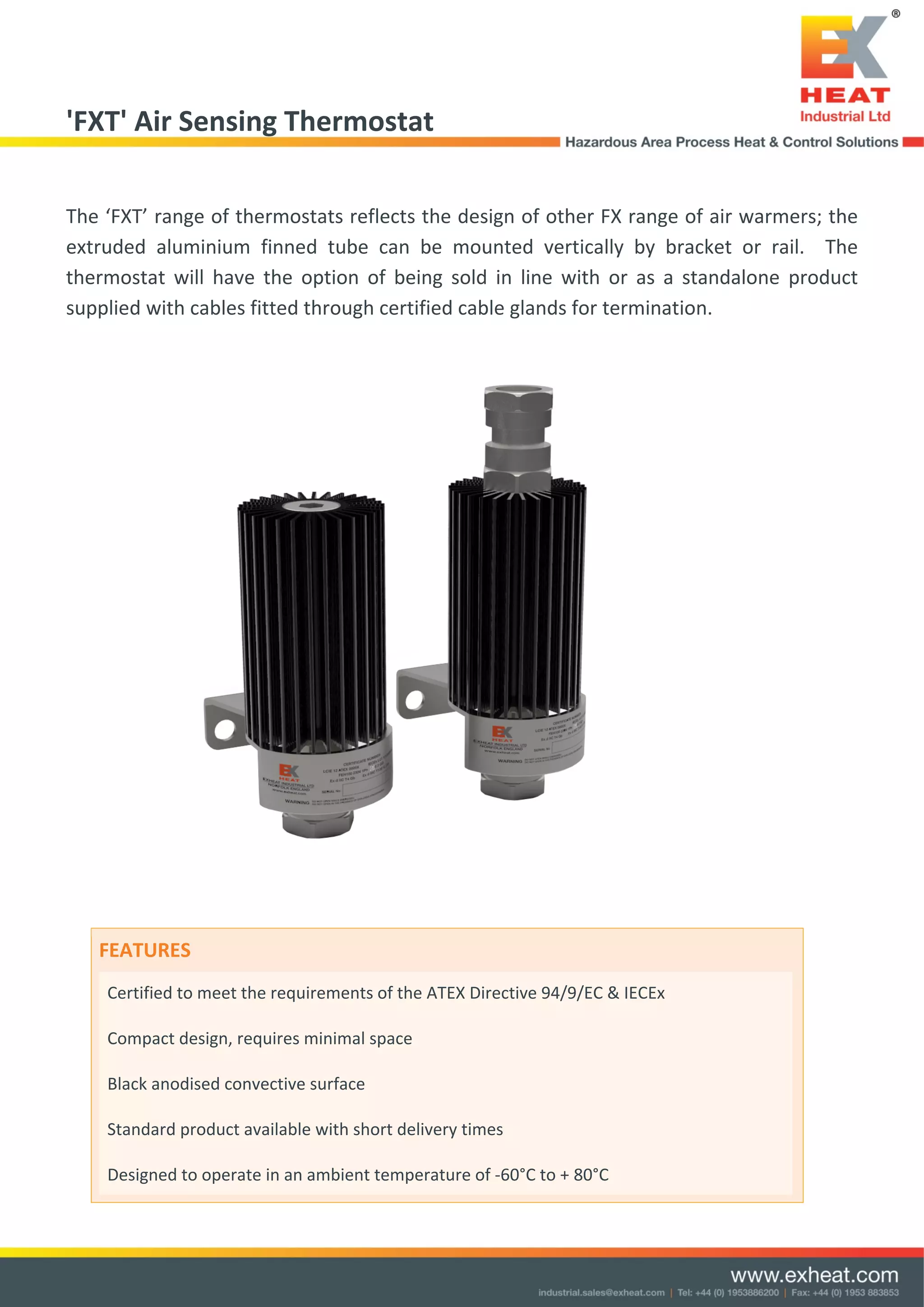 Exheat Hazardous Area Flameproof Thermostat & Transmitters Zone 1 & 2 Atex - FXT Thermostat ...