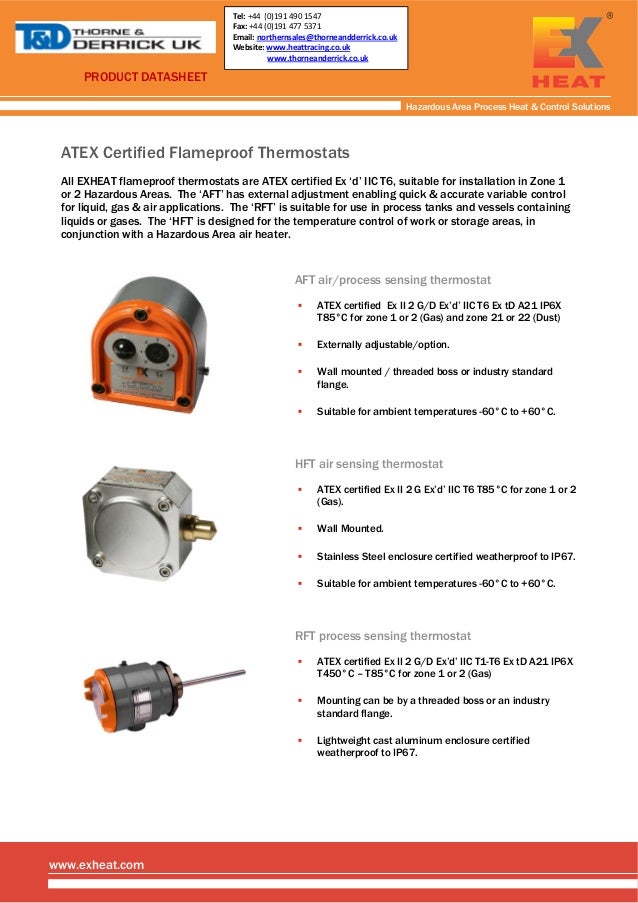 Exheat Hazardous Area Flameproof Thermostat & Transmitters Zone 1 & 2…