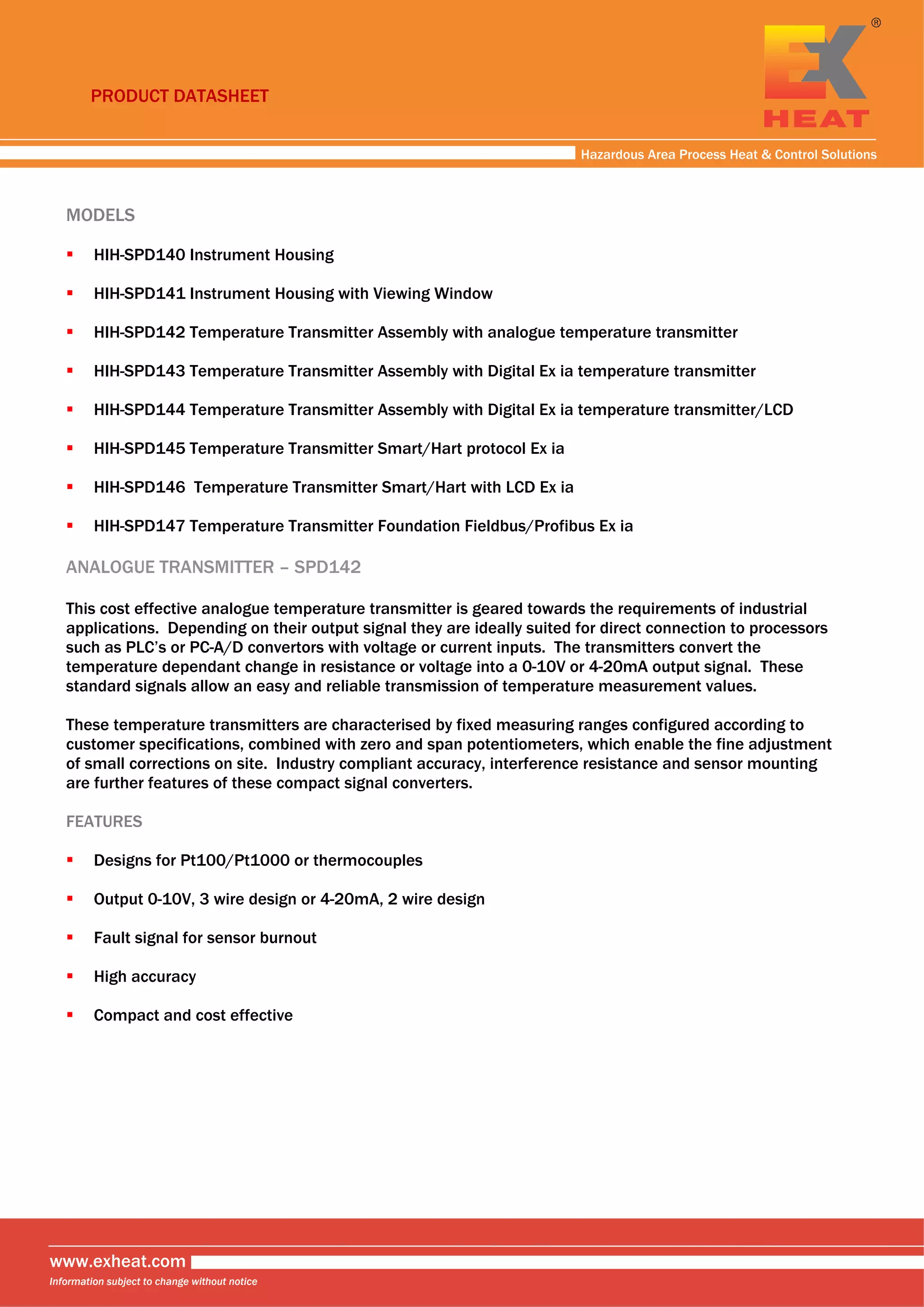 Exheat Hazardous Area Flameproof Thermostat & Transmitters Zone 1 & 2 ...
